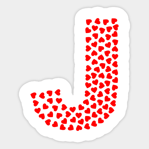 Letter J Heart Shape Initial - Letter J - Sticker | TeePublic